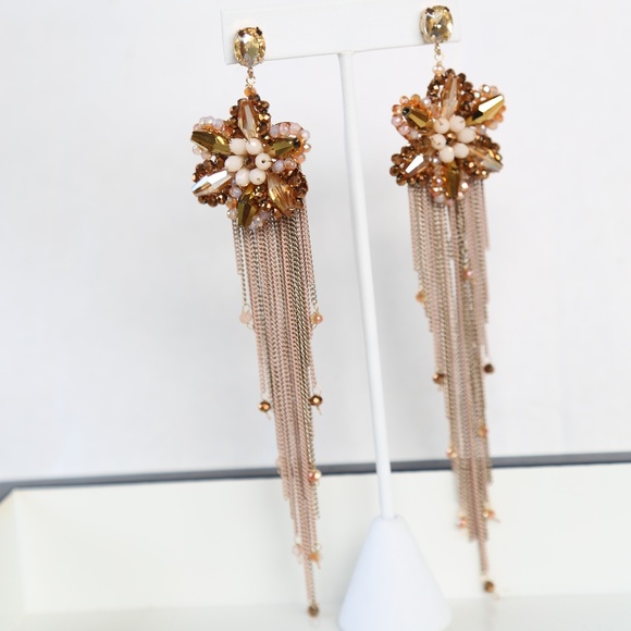 LOOK AROUND | Jewelry | Nwt Gold Flower Shape Chain Hanging Danglers ...
